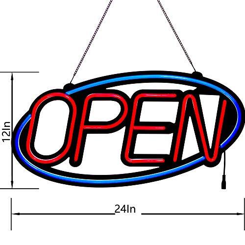 LED Neon Open Sign for Business 24x12In Large Size Blue Si12IN-O Red ...