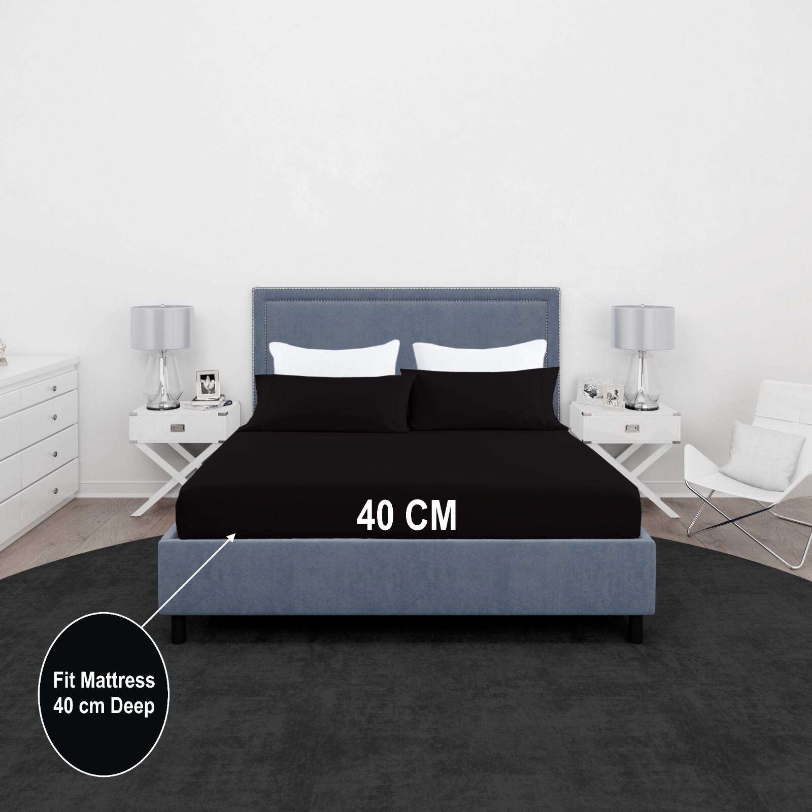 Extra Deep Fitted Sheets 16"/40CM Bed Sheet Single Double King Super ...