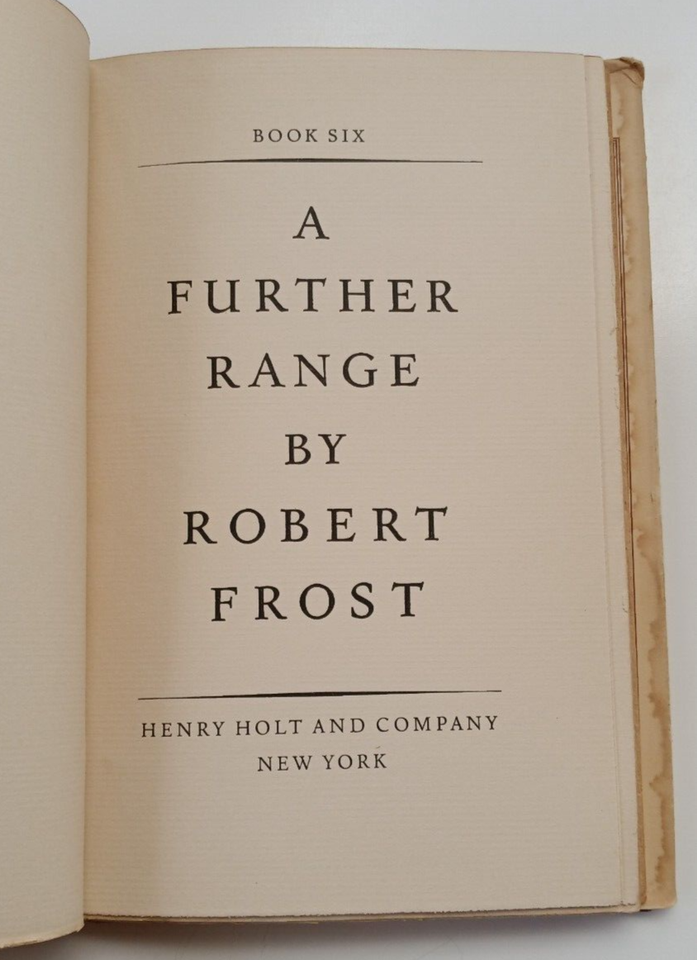 A Further Range (1st edition) by Robert Frost (Holt, 1936) - Selected ...