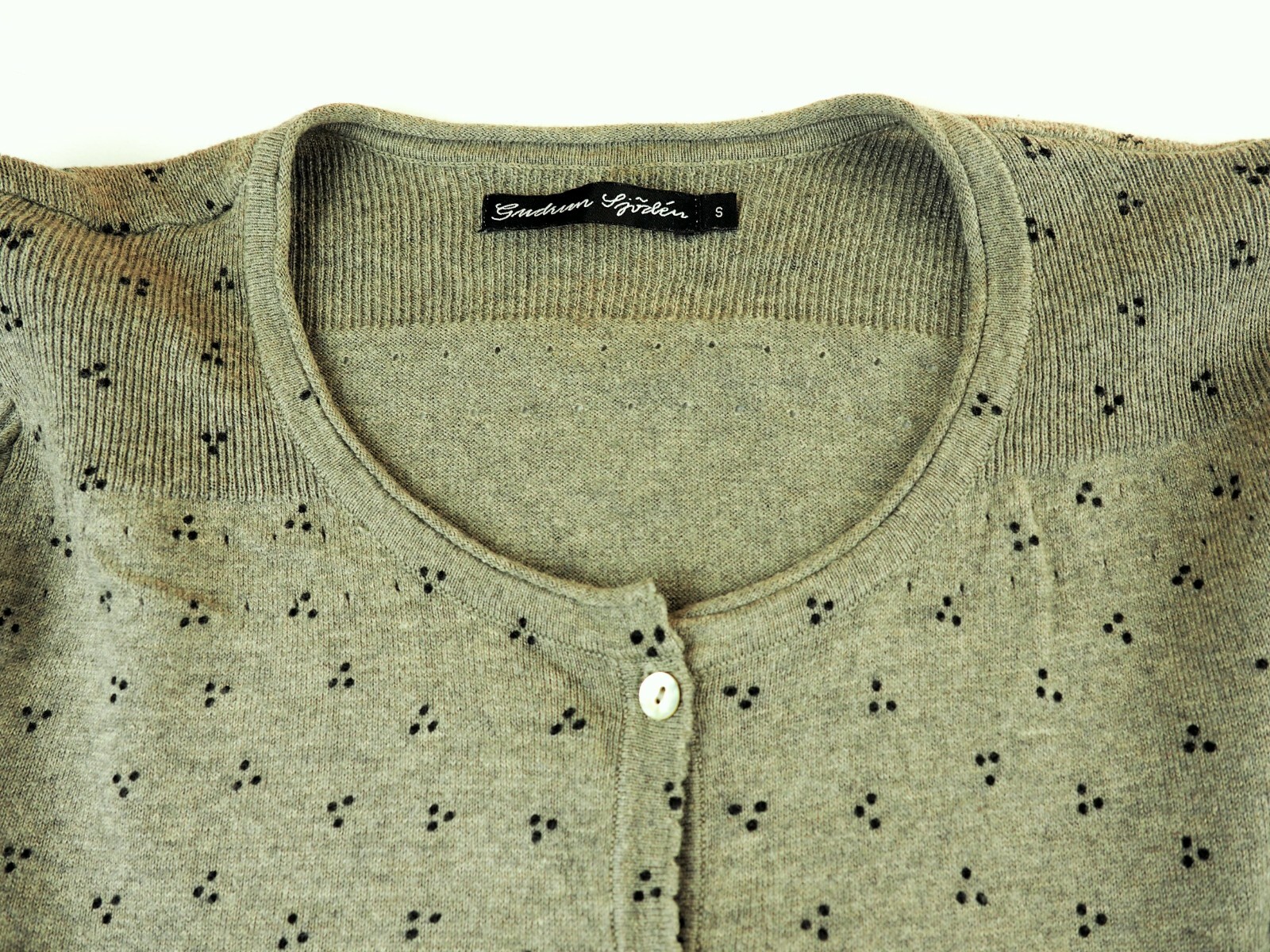 GUDRUN SJODEN SJÖDÉN Long Sleeve Button Up Cotton-Wool Blend Cardigan ...