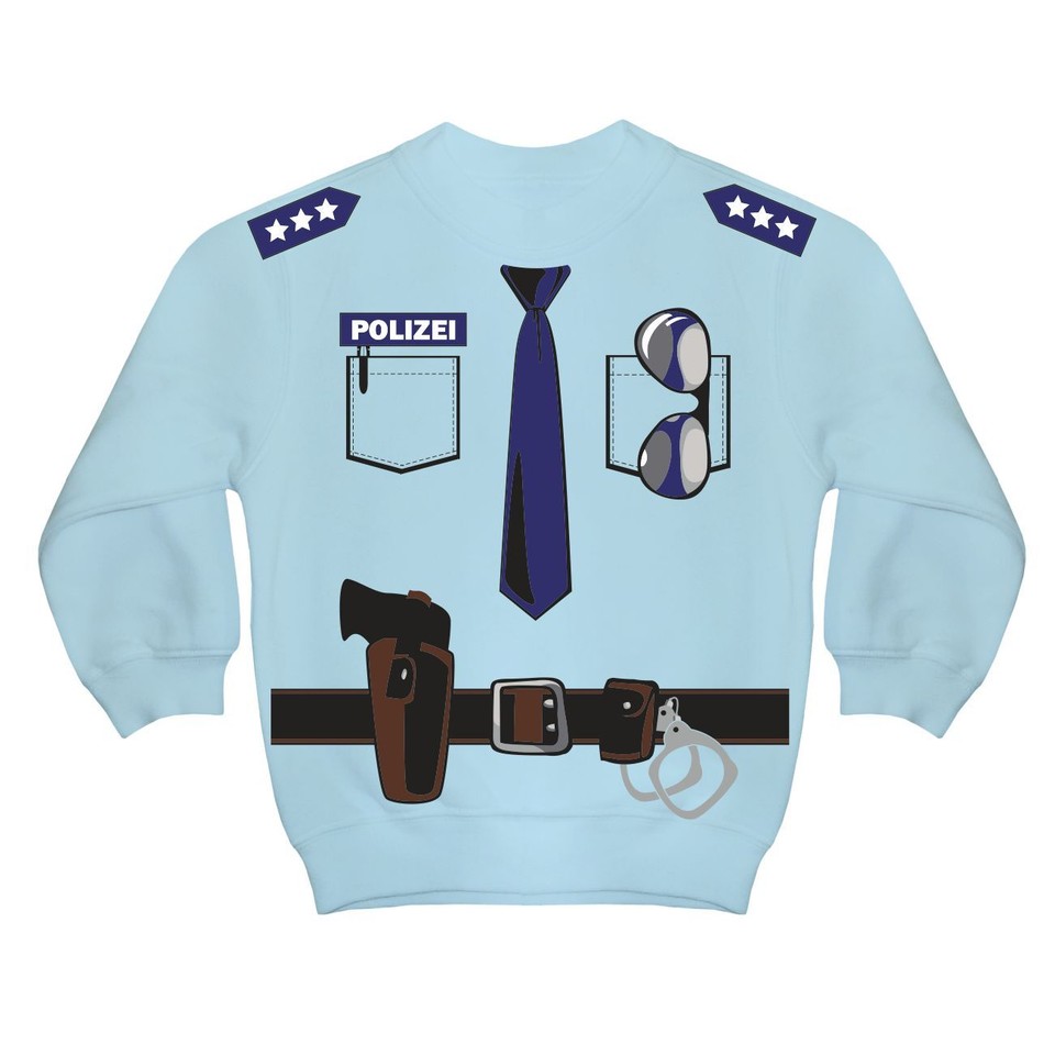 Kinder Junge Pullover Polizei Uniform Karneval Kostüm Fasching polizist ...