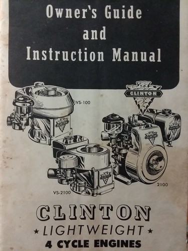 Clinton 2100 VS-100 B700 Engine Owners Manual Garden Lawn Riding Mower ...