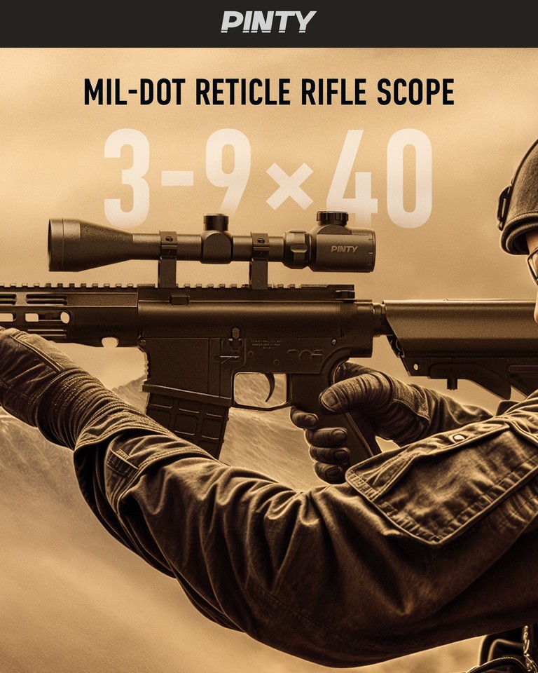 PINTY 3-9x40 Rifle Scope Red & Green Illuminated Mil-Dot Tactical ...