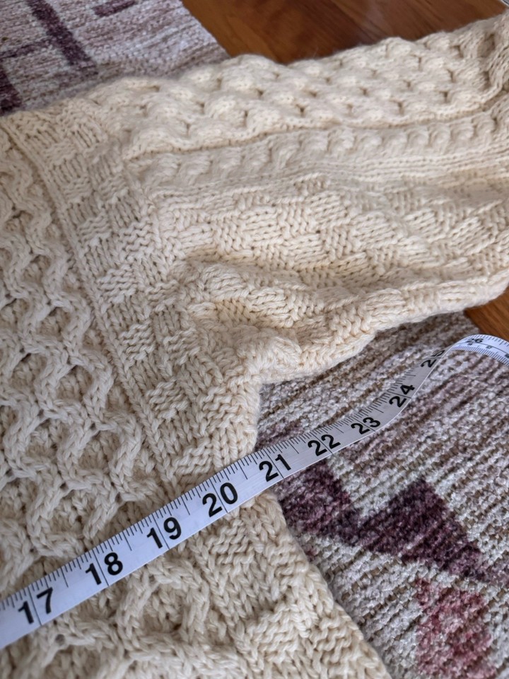 Inis Craft Fisherman Sweater 100% Wool , Cream, Made in Ireland | eBay