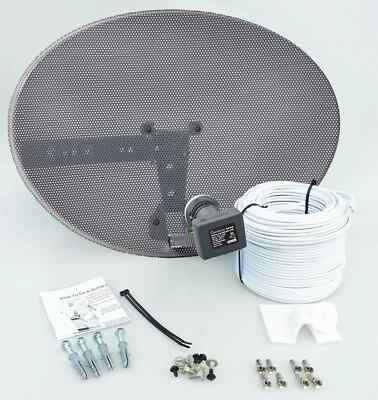60cm Satellite Dish & Full 10m Single White Install Kit for Sky HD ...