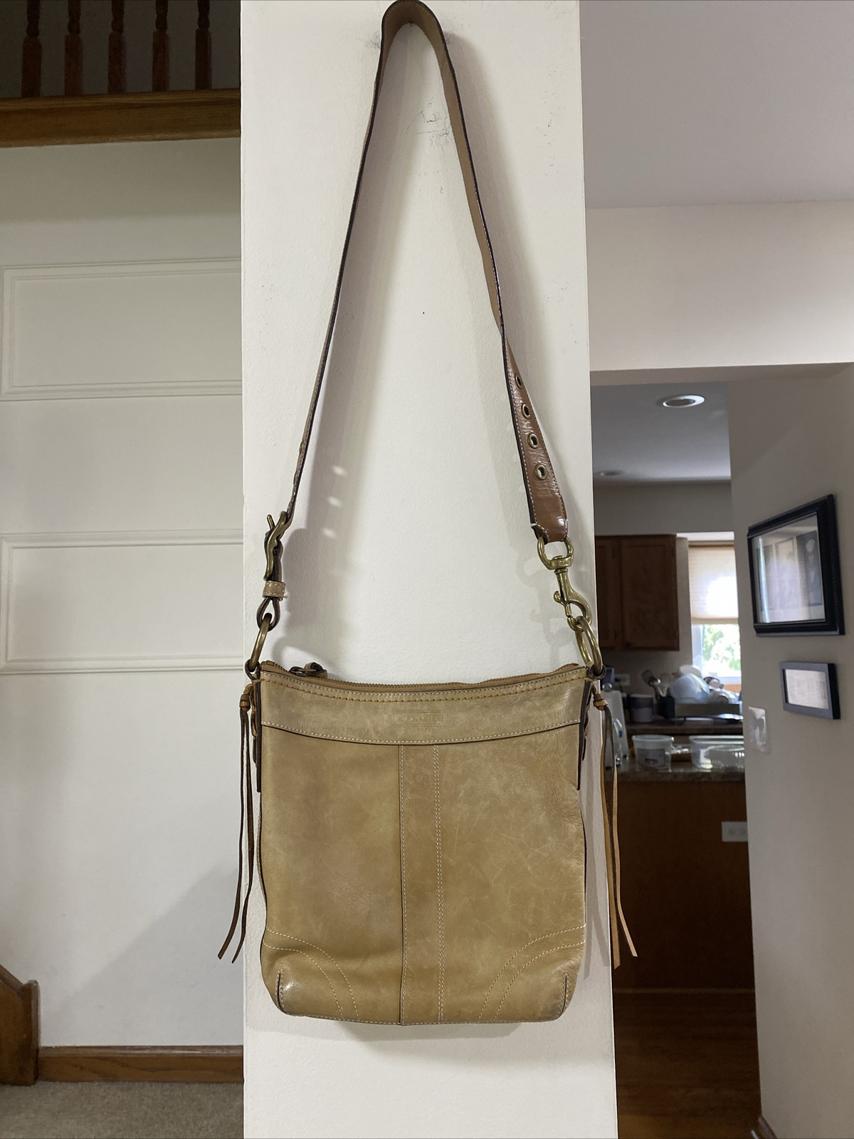 Coach Vintage Tan Leather Tassel Crossbody Bag Purse … - Gem