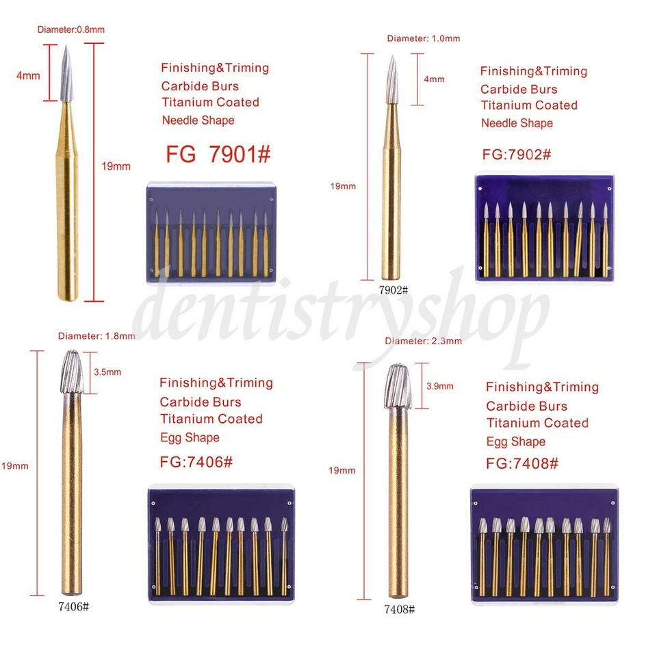 AZDENT Dental Trimming & Finishing Gold Burs Carbide Burs FG 7901/7902 ...