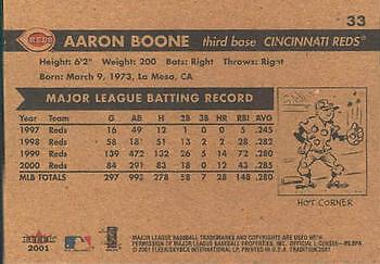 Aaron Boone 2001 Fleer Tradition 33 Cincinnati Reds Baseball Card | eBay