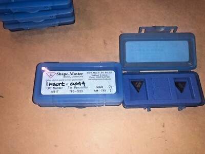 SHAPE MASTER CARBIDE DIAMOND INSERTS QTY 2 TPG 322H SM725 EDP 10817 | eBay