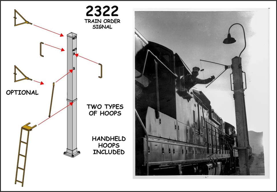 HO Scale Train Order Signal Hoop Pole Kit (LED/Lamp sold separately ...