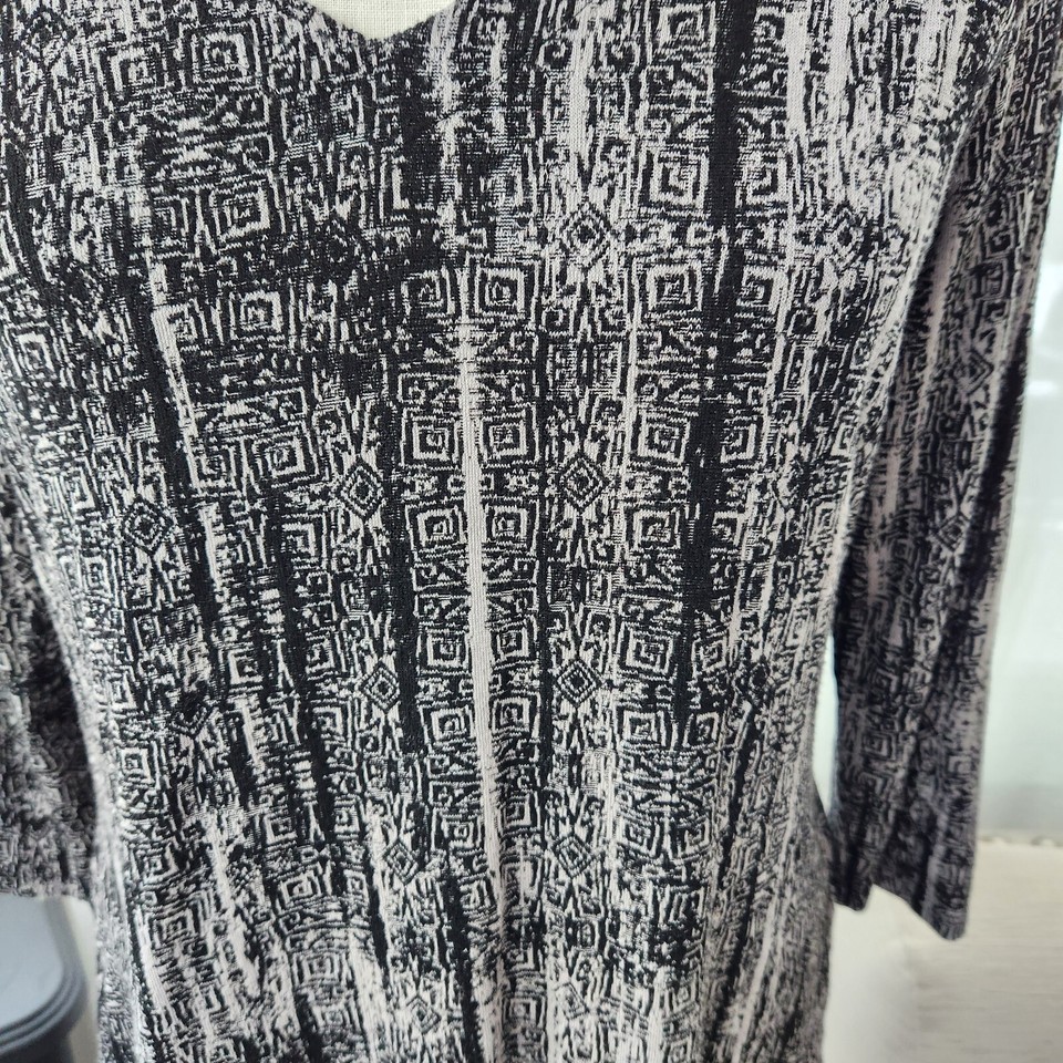 Tianello Steve Barraza S black white Tunic long Sleeves Stretchy Women ...