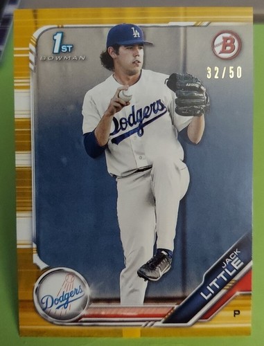 2019 BOWMAN DRAFT JACK LITTLE GOLD PARALLEL ROOKIE 32/50 DODGERS ...