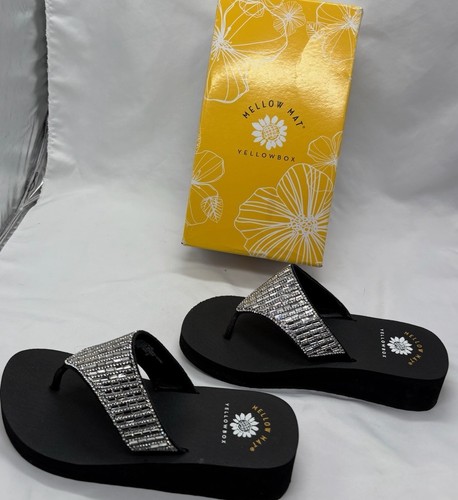 Yellow Box Flip Flops Harlequin Rhinestone Sparkle Wedges Womens 8 ...