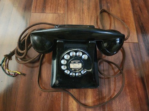 50s Classic Desk Phone Black Push Button Rotary Style Reproduction ...