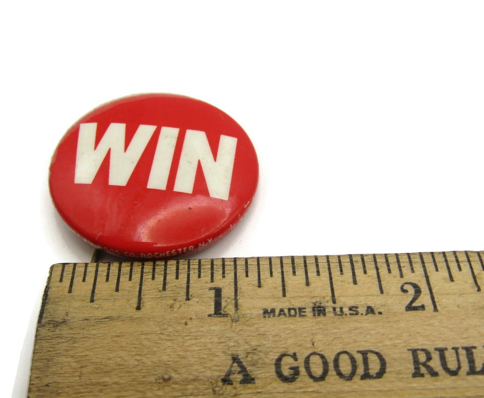 Win Pin Button Vintage White on Red Bastion Bros | eBay