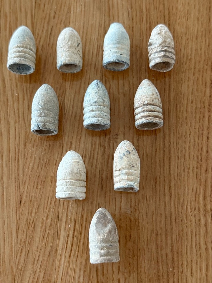 10 CIVIL WAR BULLETS CHEWED SMASHED SHOT MINI BALLS DUG EASTERN NORTH ...