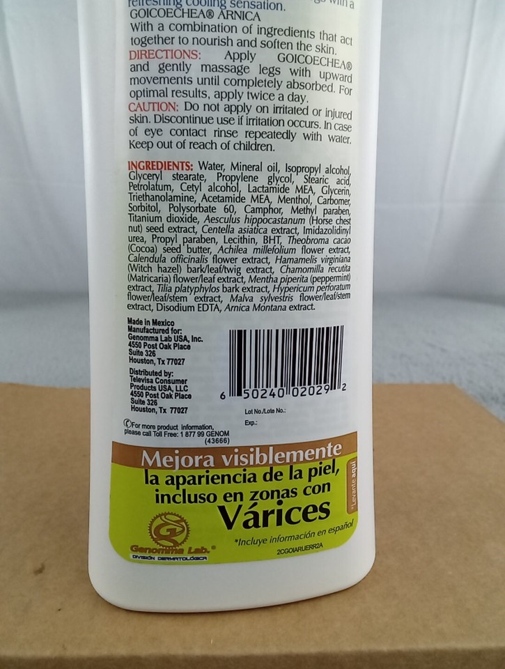 Goicoechea Crema Lotion Varicose Veins Varices Legs Cream Arnica 13.5 ...