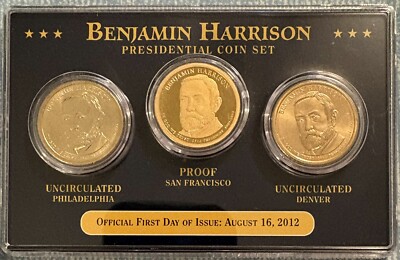 Benjamin Harrison 2012 First Day Issue Presidential Dollar $1 Coin Set ...