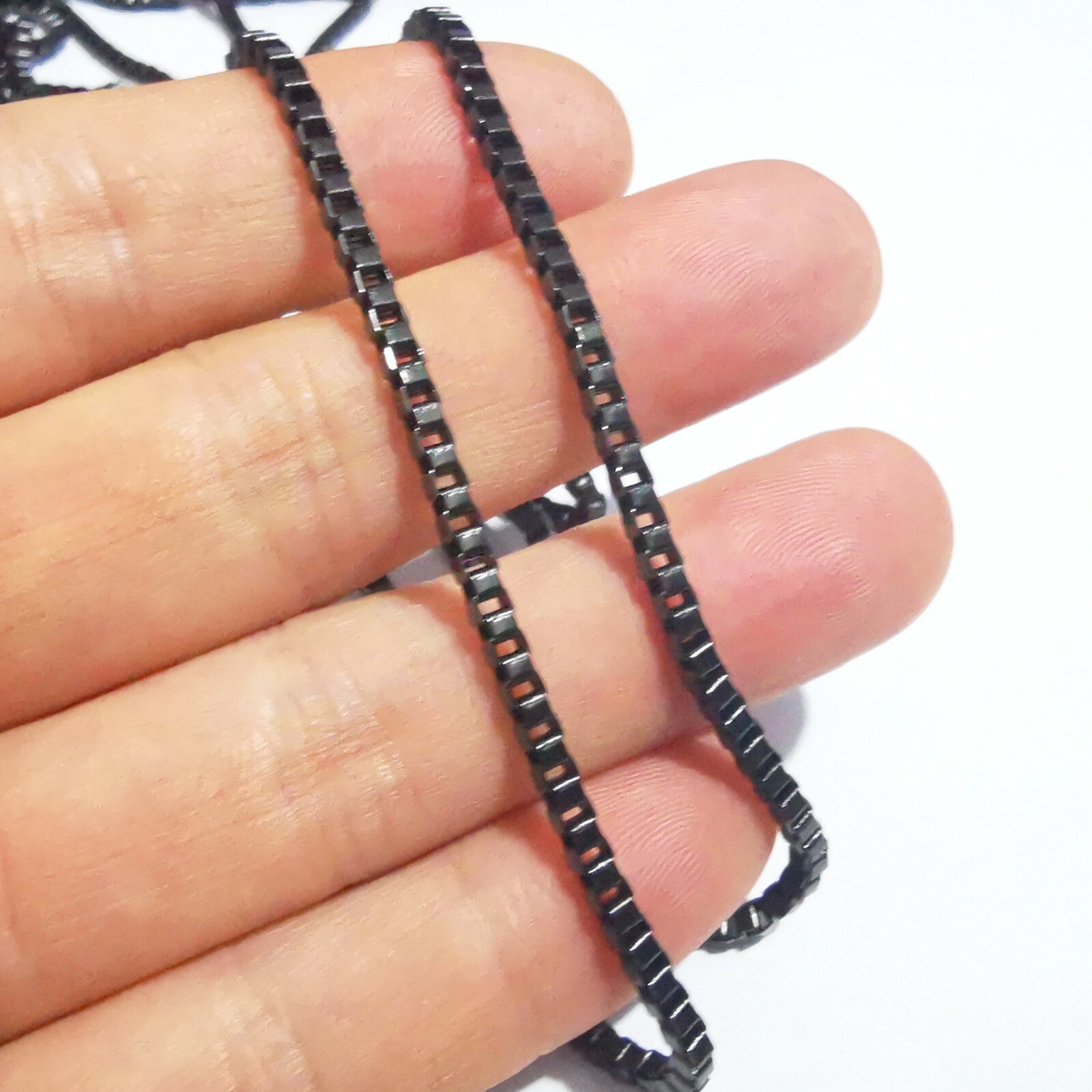 In bulk Venetian/Box chain 2.0mm/2.4mm stainless steel black box chain ...