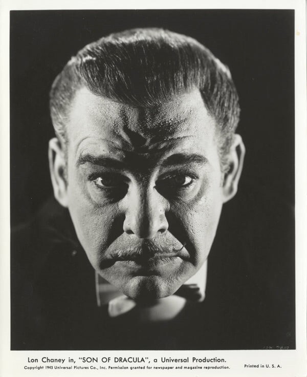 Lon Chaney Jr Son of Dracula 1943 Creepy Vampire Close up Vintage 8x10 ...