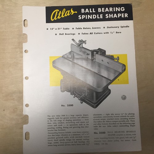 Vtg Atlas Press Co Brochure ~ 3500 Shaper Machine Tool Catalog c.1949 ...