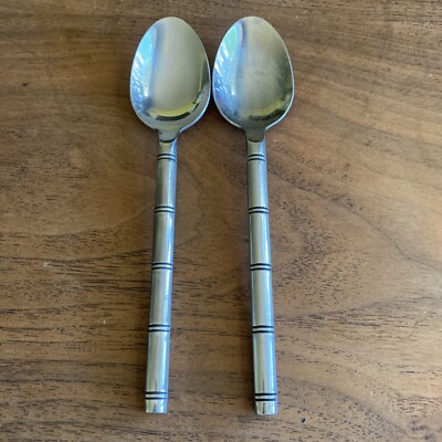 Pier 1 PII23 Stainless Bamboo Oval Spoon Soup Lot Handle Silverware ...