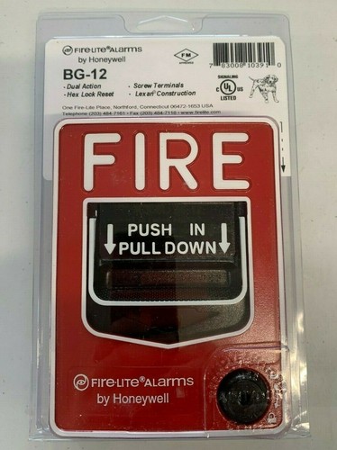 Fire Lite Alarms BG-12 Fire Alarm Dual Action Manual Pull Station Red ...