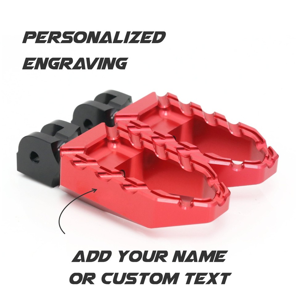 Custom Text Red Front Wide Foot Pegs For FZ8 /S Fazer 10 11 12 13 14 15 ...