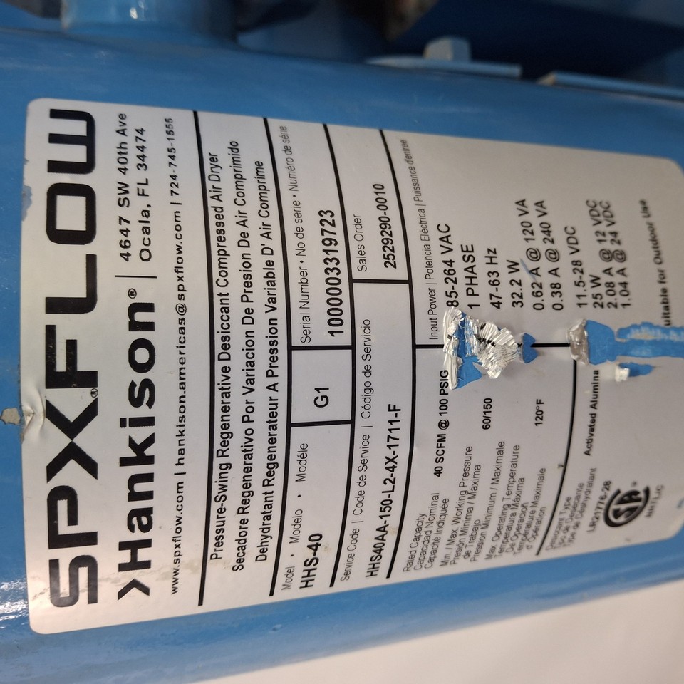 Hankison SPX Flow HHS-40 Desiccant Compressed Air Dryer | eBay