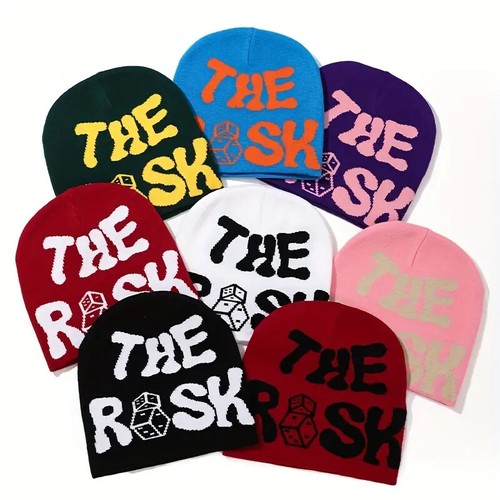 Y2K Beanie Hat The Risk Dome Cap Multiple Colors Hip Hop Skull Knit ...