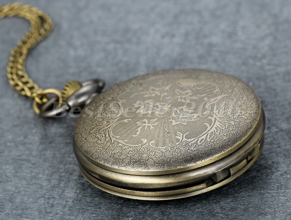 Vintage Hollow Butterfly Quartz Pocket Watch Necklace Pendant Chain ...