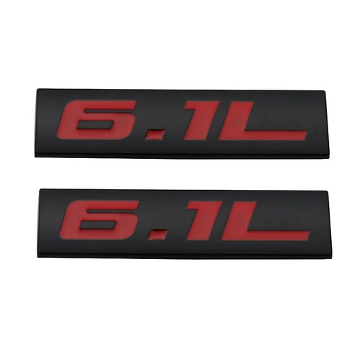 2Pcs Black Red 6.1L Emblem 6.1 Car Side Badge Metal Sticker Sport Turbo ...