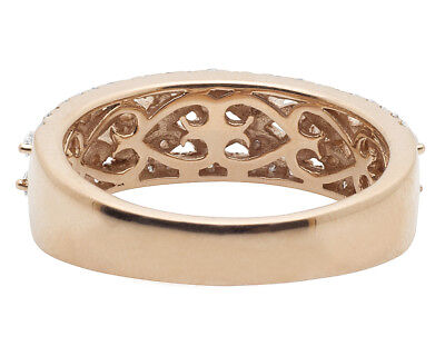 Ladies 10K Rose Gold Real Diamond Vine Designer Engagement Ring Band ...