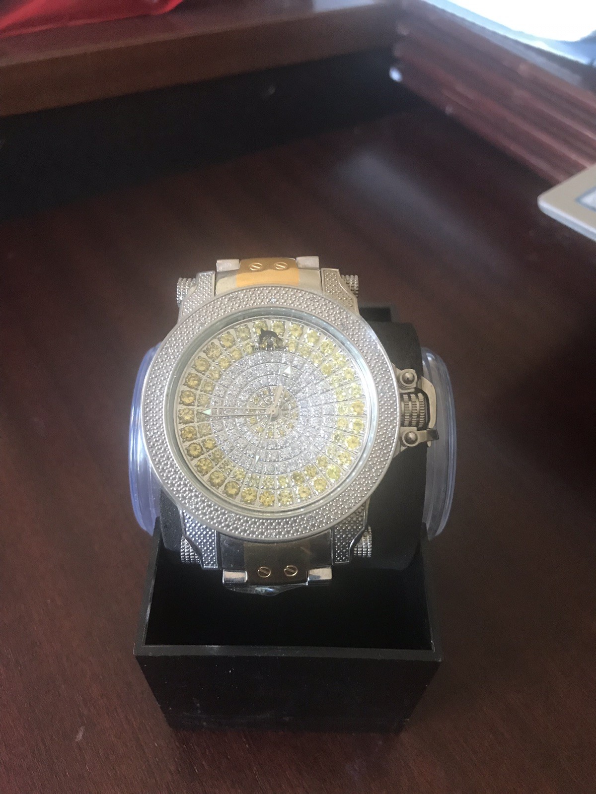 NEW TECHNO MASTER DIAMOND WATCH TM-2115 WHITE & YELLOW | eBay