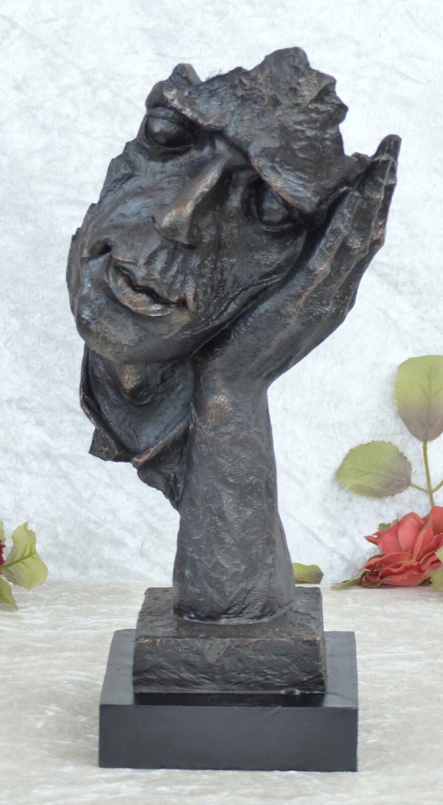 Denker Skulptur Figur Mann Deko Büste Polyfigur Maske Gesicht Kunst