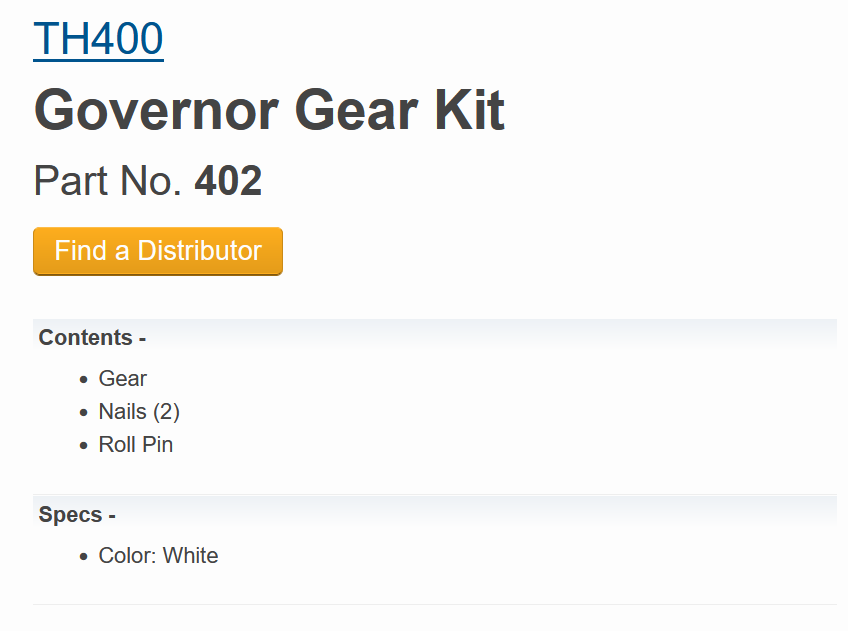 Sonnax 402 Transmission Gear, Governor Gear Repair Package TH400 3L80 ...