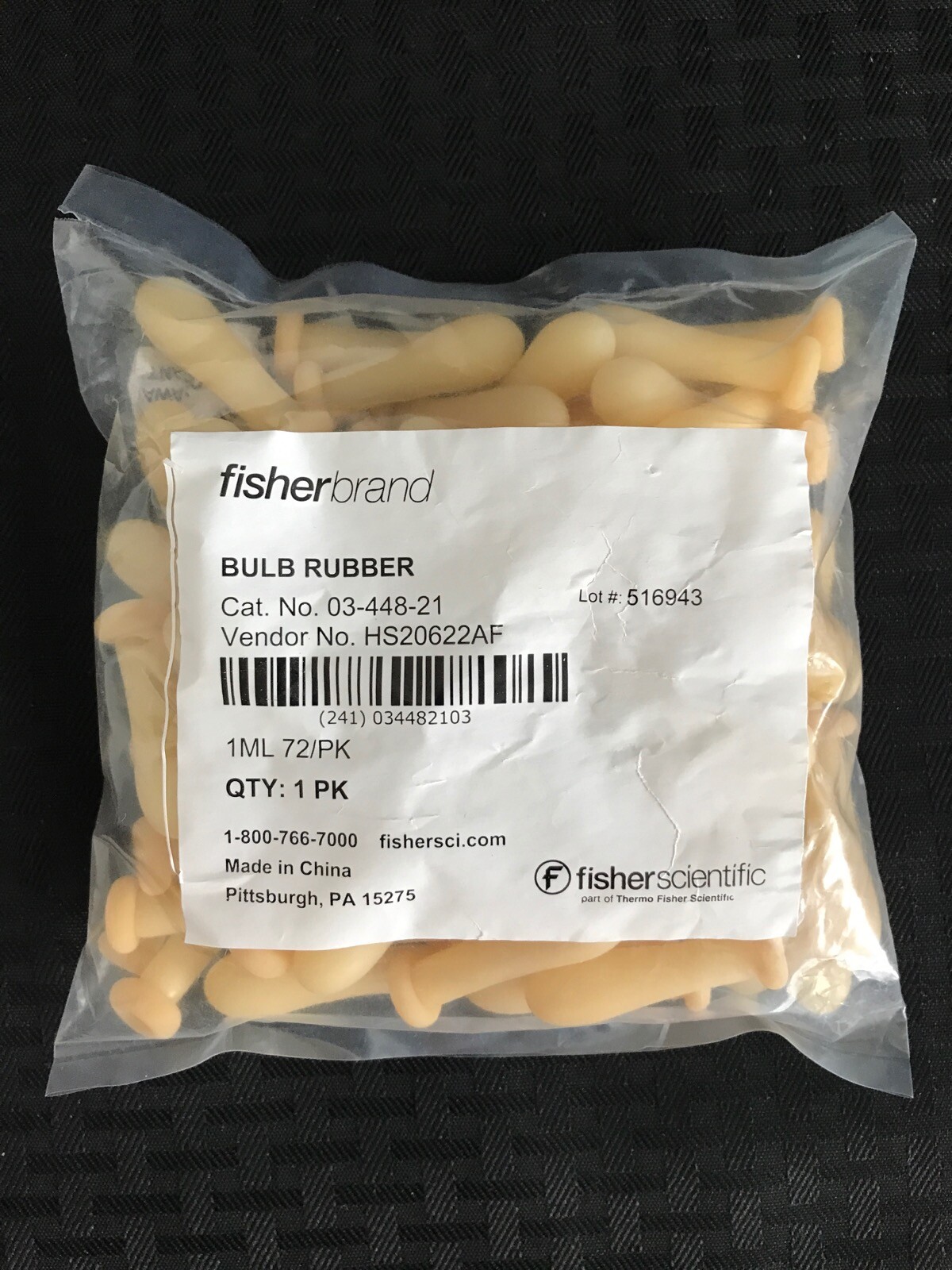 (72/Pk) FISHERBRAND 1mL Rubber Bulbs for Pasteur Small Pipet Medicine ...