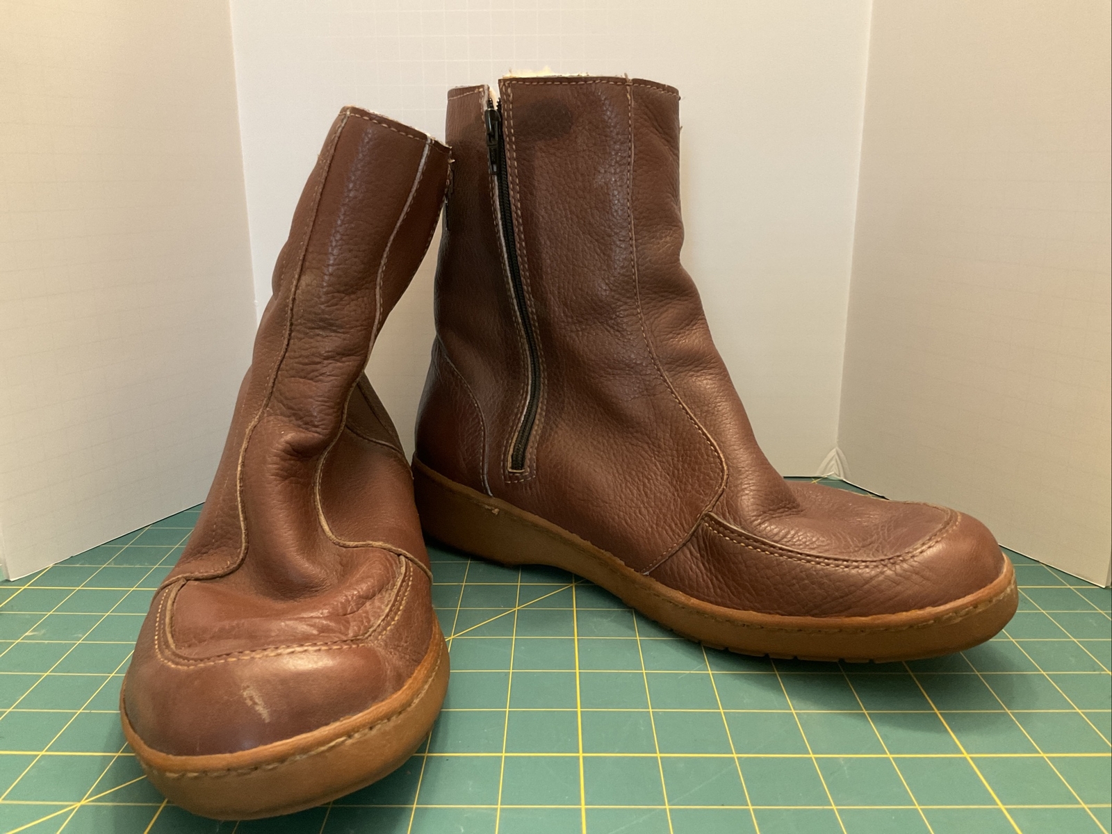 Vintage Bates Floaters Wool Lined Brown Leather Boots… - Gem