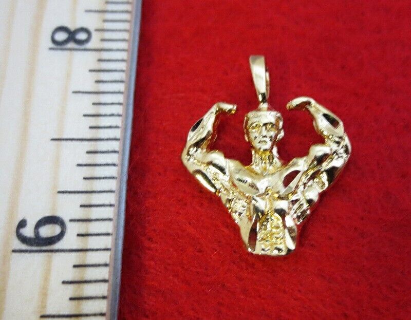 14KT GOLD EP BODY BUILDER MUSCLE FLEXING PENDANT CHARM - 2435 | eBay