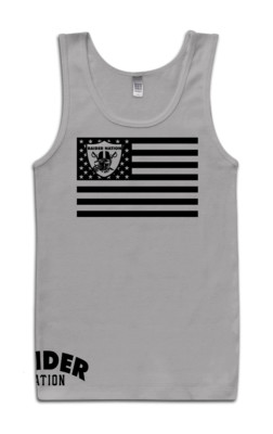 Raiders Raider Nation Skull Flag Silver & Black Tank Top (New) Oakland ...