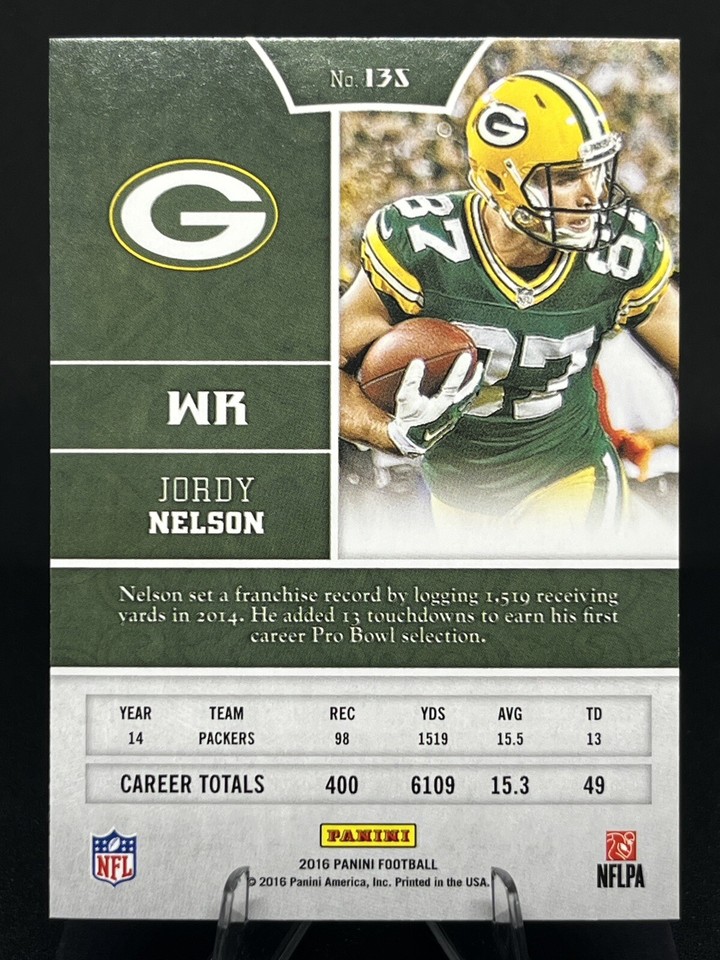 JORDY NELSON 2016 Panini Football #135 Green Bay Packers Base Football ...