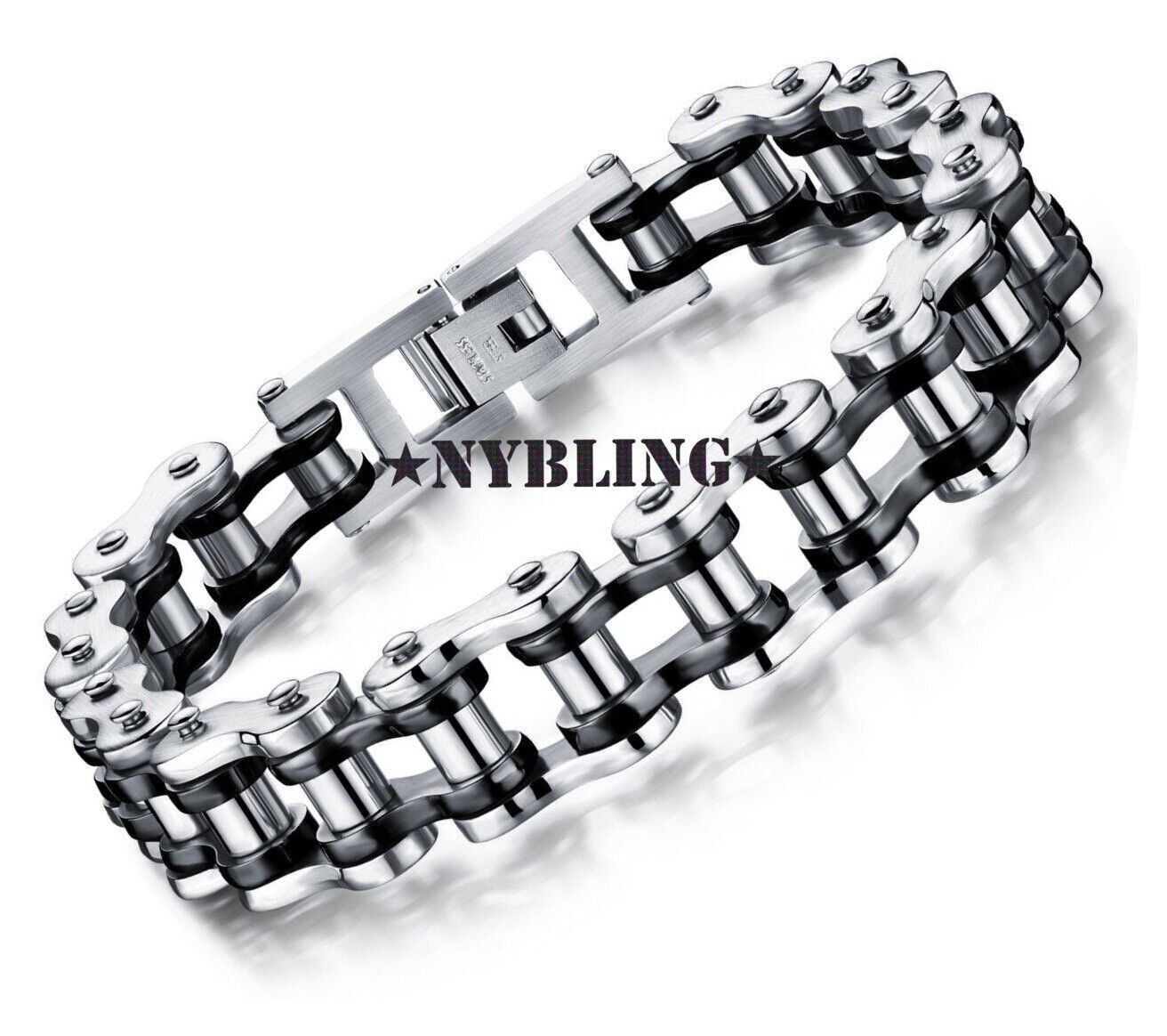 SOLID Stainless Steel Motorcycle Bike Chain Design Bracelet Men's ...