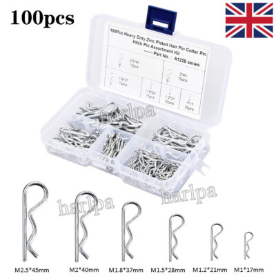 100pcs R Clips for Securing Clevis Pins Bright Zinc Plated Retaining ...