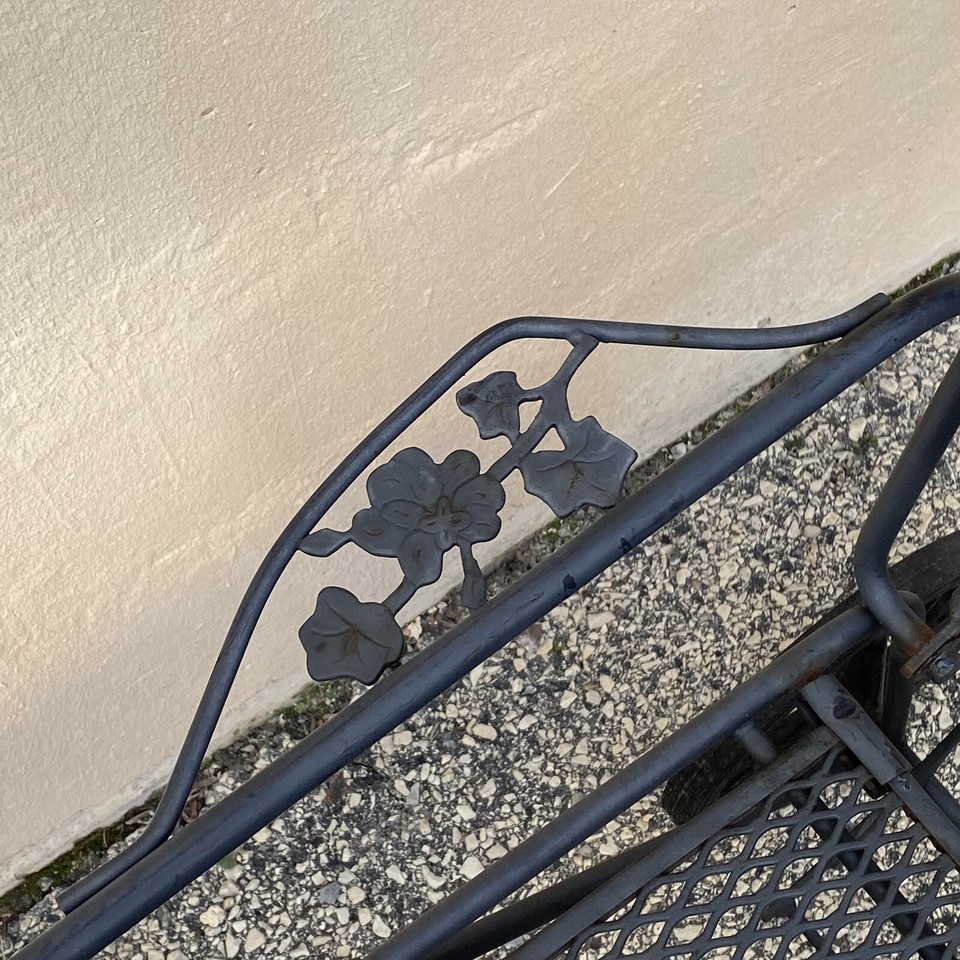 Vintage Wrought Iron Flower Pattern Adjustable Garden Patio Chaise Lounge Chair | eBay