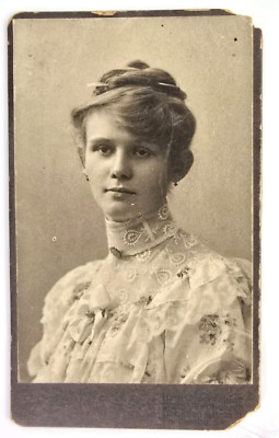 Antique CDV Photo Beautiful Young German Victorian Girl Woman Dress ...