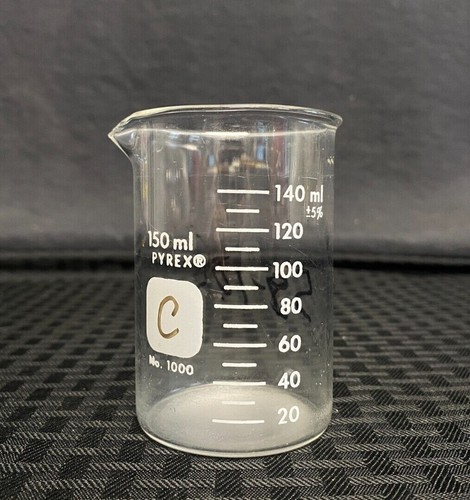 CORNING PYREX Glass 150mL Low Form Graduated Griffin Beaker 1000-150 ...