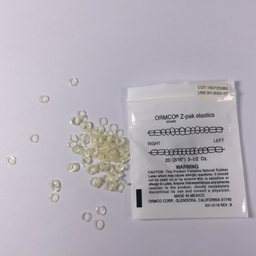 ORMCO Zoo Pack Elastics Dental Clear Yellow 5000/Box 3.5OZ 1/8 3/16 1/4 ...