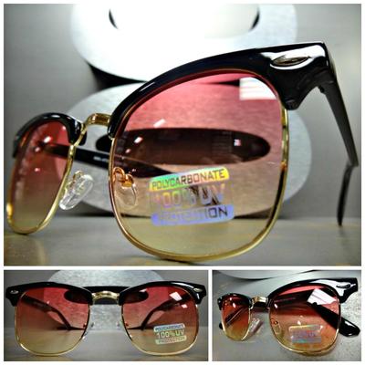 CLASSIC 60's VINTAGE RETRO Style SUN GLASSES Black Gold Frame Rose ...