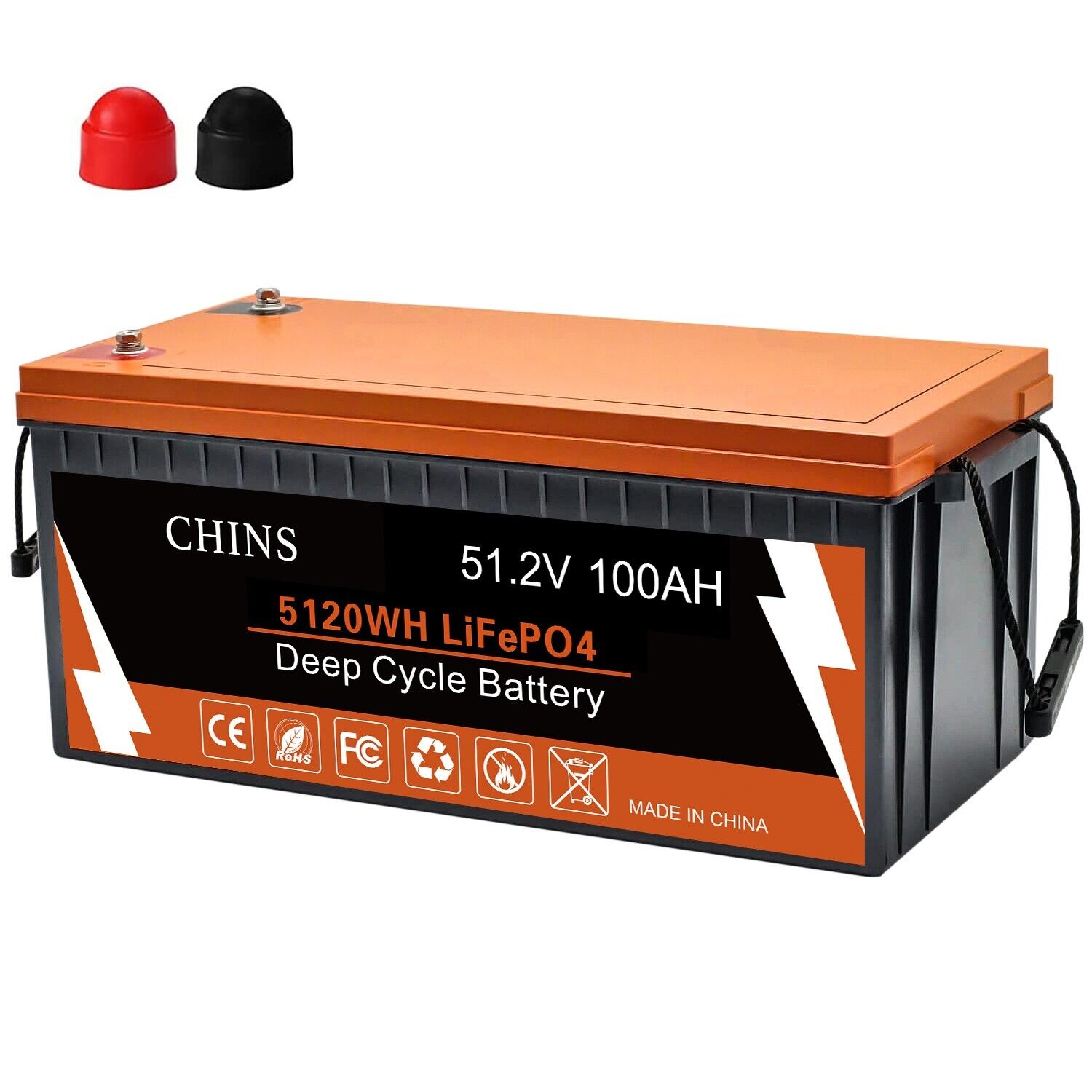 CHINS Bluetooth LiFePO4 Battery Smart 48V100AH Lithium Battery Built-in ...