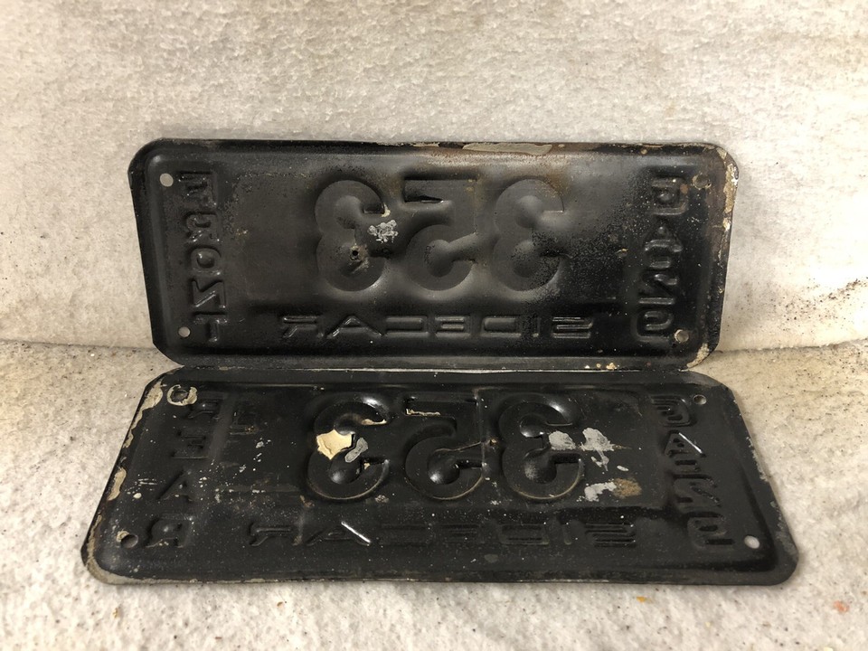 Vintage 1929 Georgia Motorcycle License Plate Pair (Touchup / Repainted ...